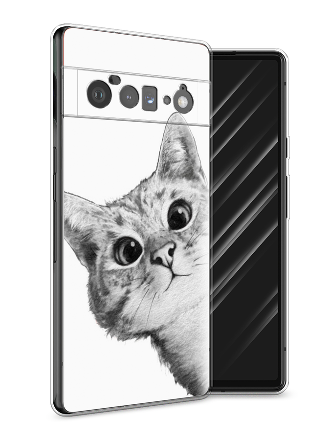 Чехол Awog  на Google Pixel 6 Pro "Кот рисунок черно-белый"