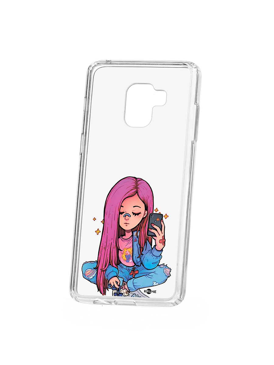 Чехол на Samsung Galaxy A8+ 2018 (A730) Kruche Print Pink Hair