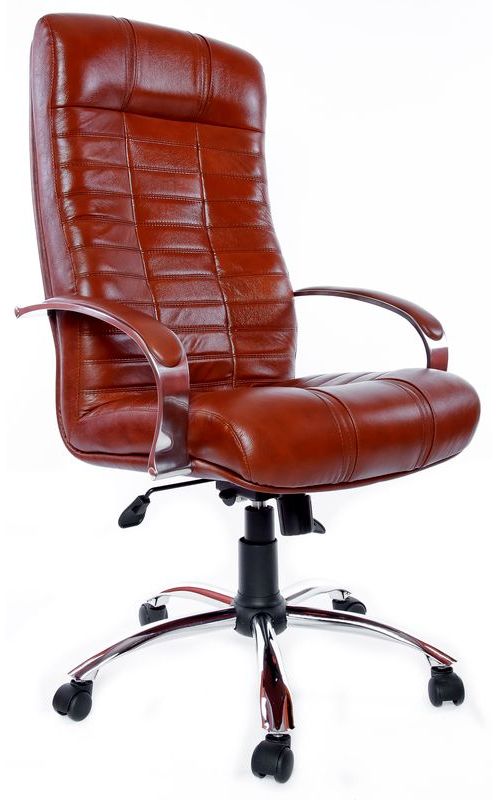 Компьютерное кресло Евростиль Атлант Хром, экокожа коричневая