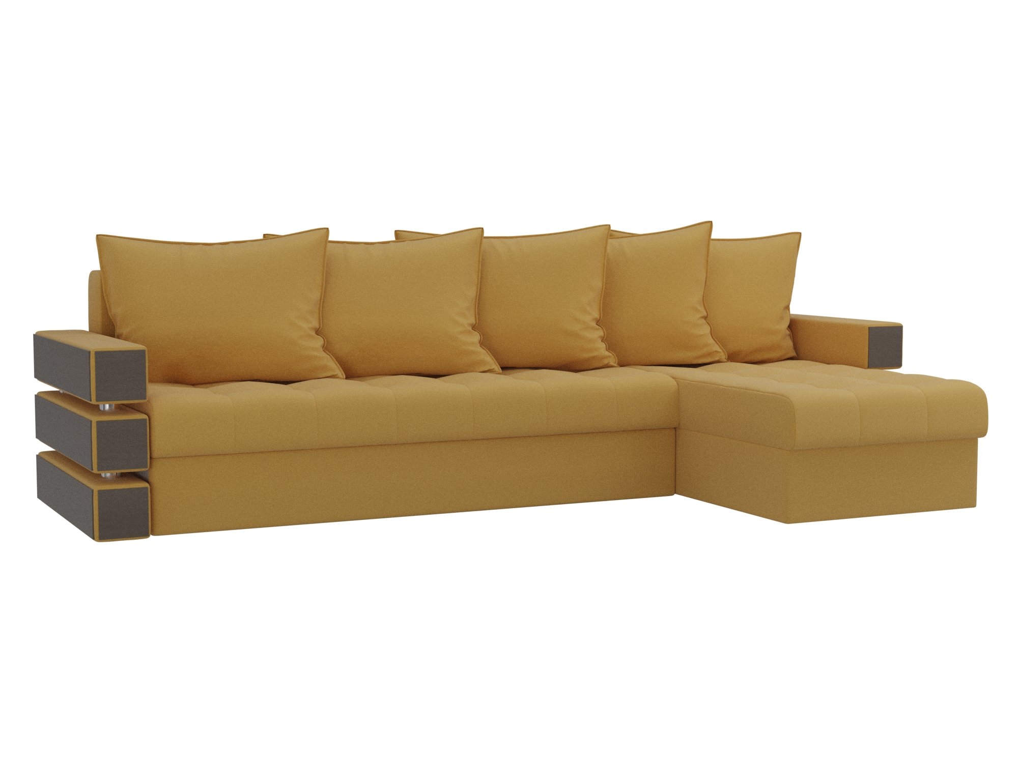 Угловой диван Венеция правый микровельвет желтый