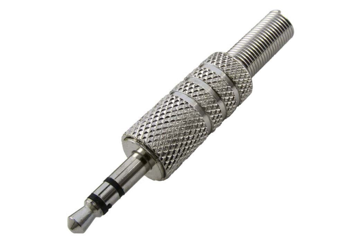 Разъем Mobicent mini-jack 3.5 мм (папа) стерео (3 pin) с пружиной, металл, серебристый