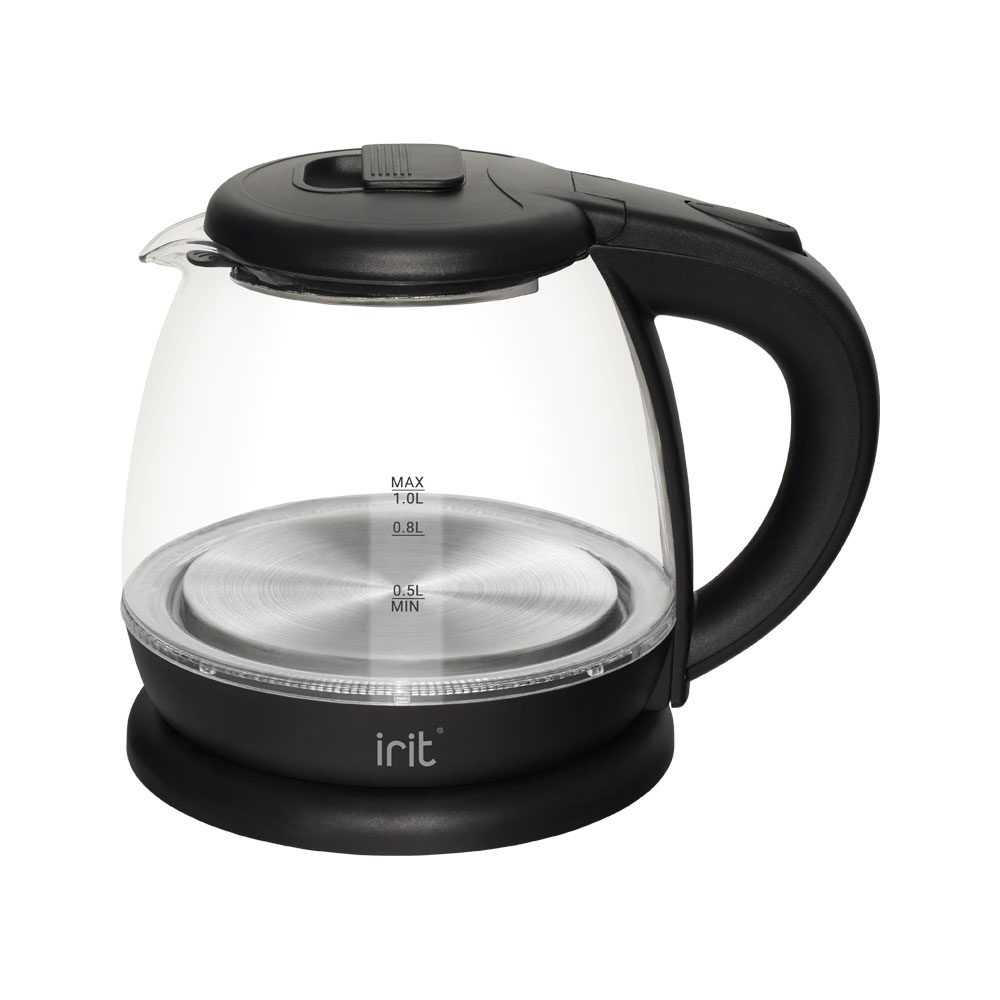 Чайник электрический Irit IR-1111 1 л черный, прозрачный