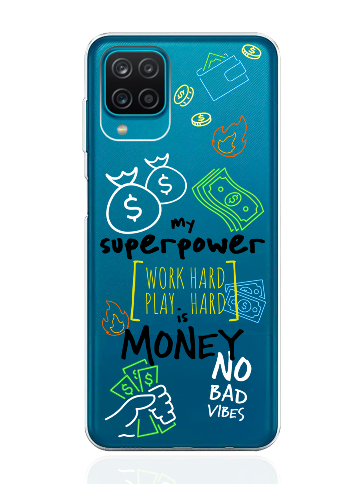 Чехол MustHaveCase для Samsung Galaxy A12 My Superpower is Money прозрачный
