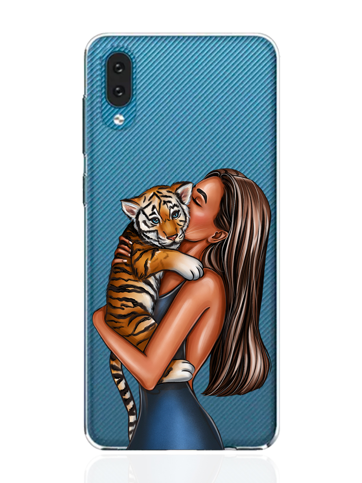 Чехол MustHaveCase для Samsung Galaxy A02 Девушка с тигренком прозрачный
