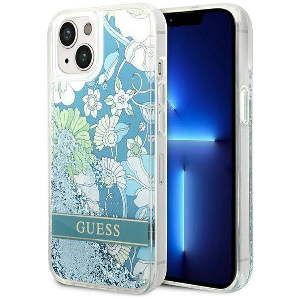 Чехол CG Mobile Guess Liquid Glitter Flower Hard для iPhone 14, Зеленый (GUHCP14SLFLSN)